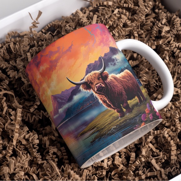 house of threads | Dining | Handmade Highland Cow Coffee Cup New 5oz ...